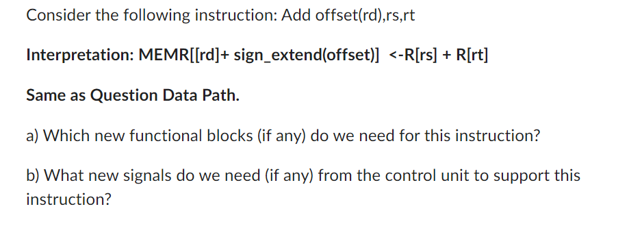 Solved Consider the following instruction: Add | Chegg.com