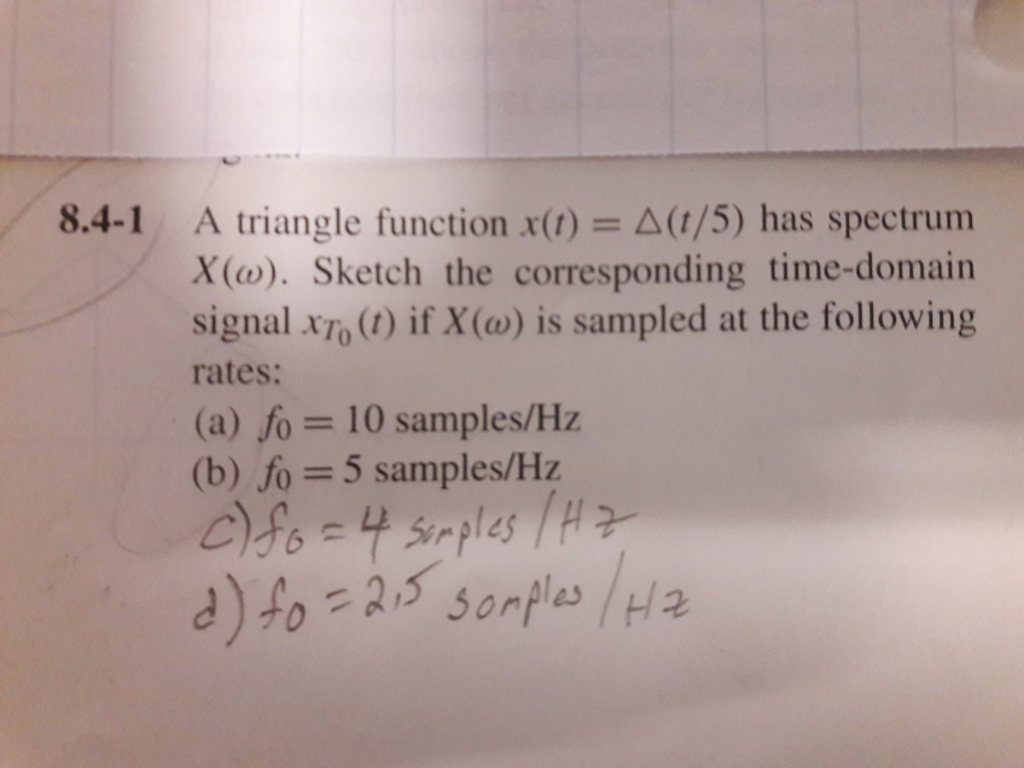 Solved A triangle function x(t) = (t/5) has spectrum X(w). | Chegg.com