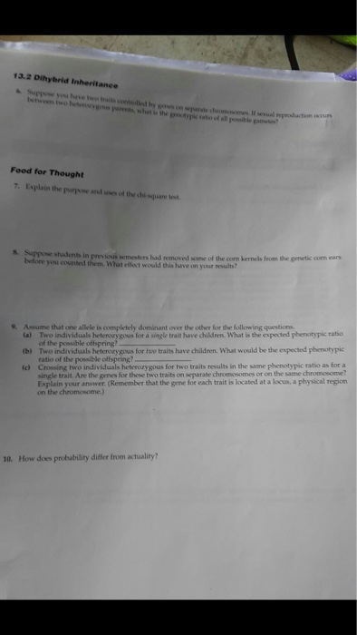 Solved Suppose you have two traits controlled by genes on | Chegg.com