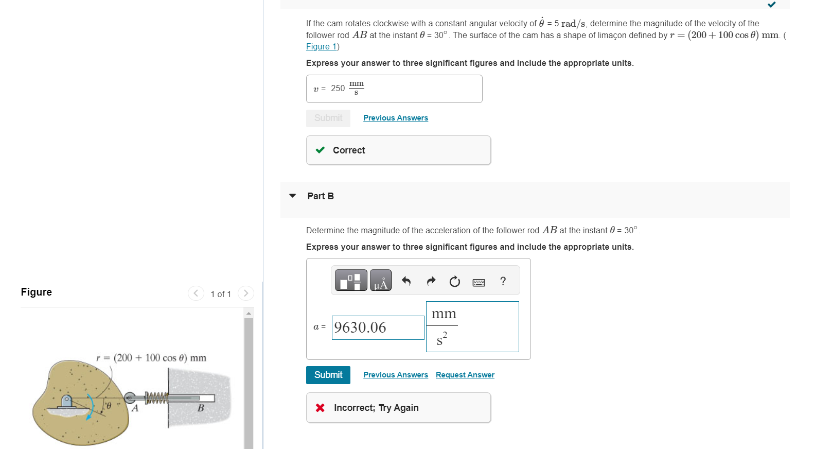 Solved If the cam rotates clockwise with a constant angular | Chegg.com
