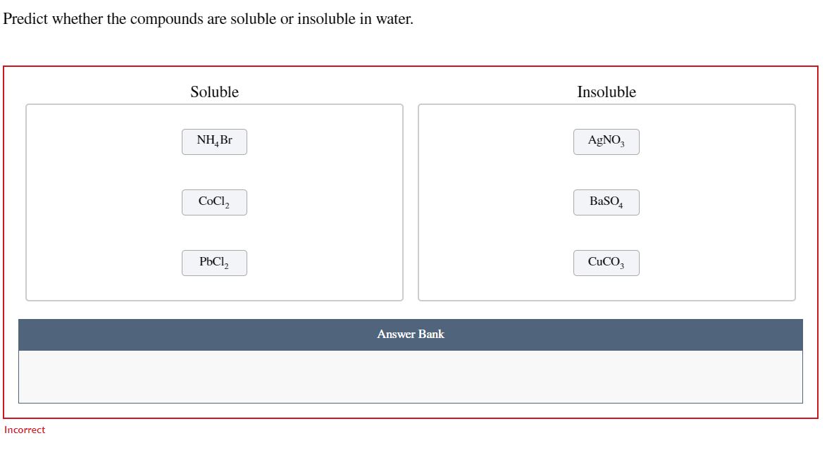 Solved Predict whether the compounds are soluble or | Chegg.com