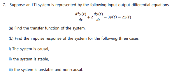 Solved Suppose an LTI system is represented by the following | Chegg.com