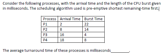Solved Consider the following processes, with the arrival | Chegg.com