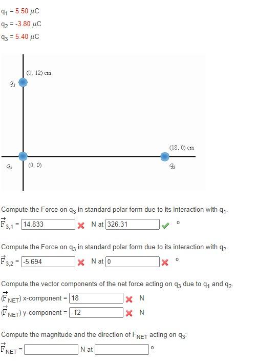 Solved q1=5.50μCq2=−3.80μCq3=5.40μC Compute the Force on q3 | Chegg.com