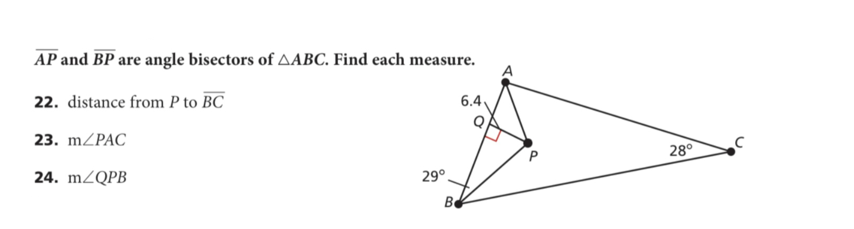 Solved AP and BP are angle bisectors of ABC. Find each | Chegg.com