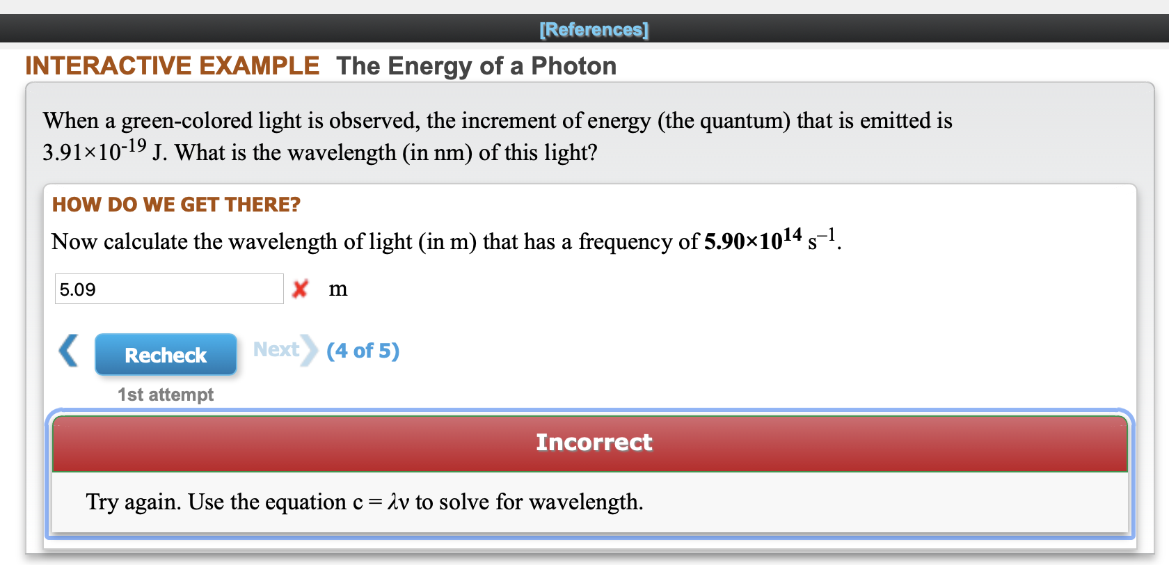 Solved [References] INTERACTIVE EXAMPLE The Energy of a | Chegg.com