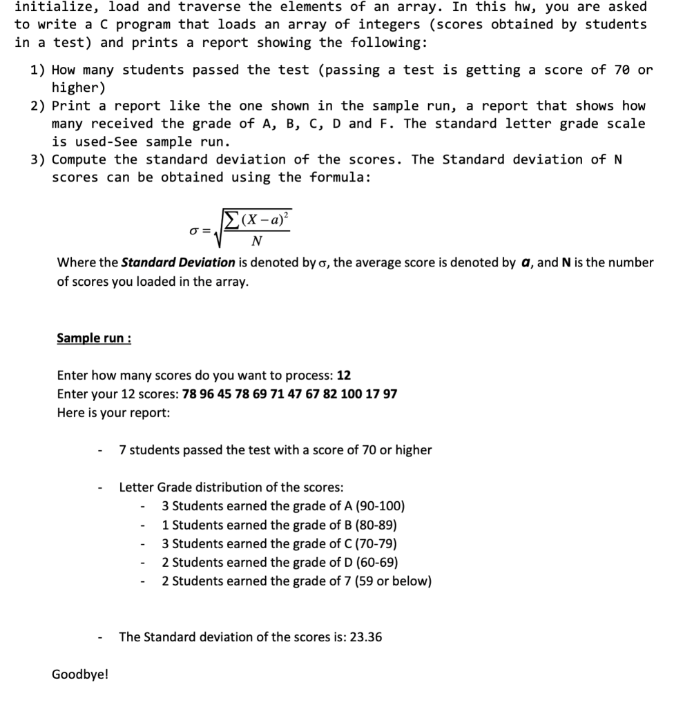 Solved initialize, load and traverse the elements of an | Chegg.com