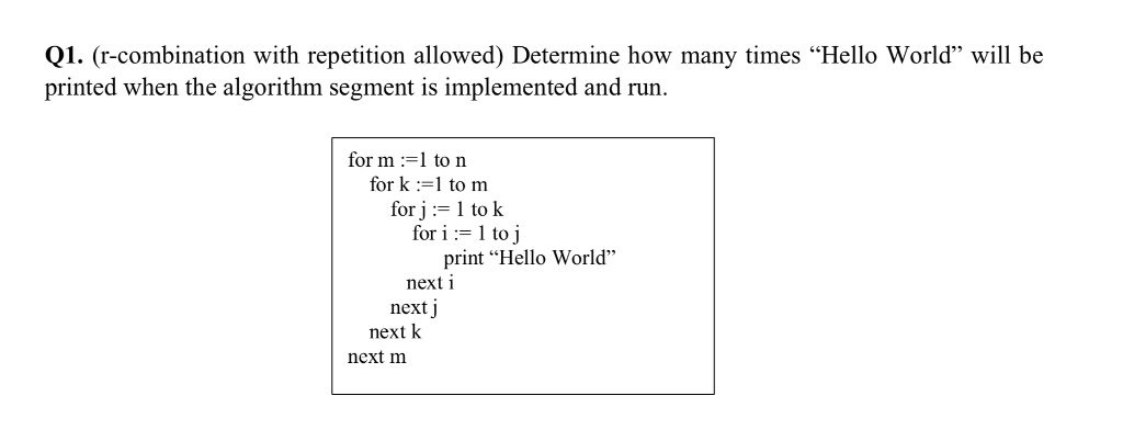 Solved Q1. (r-combination with repetition allowed) Determine | Chegg.com