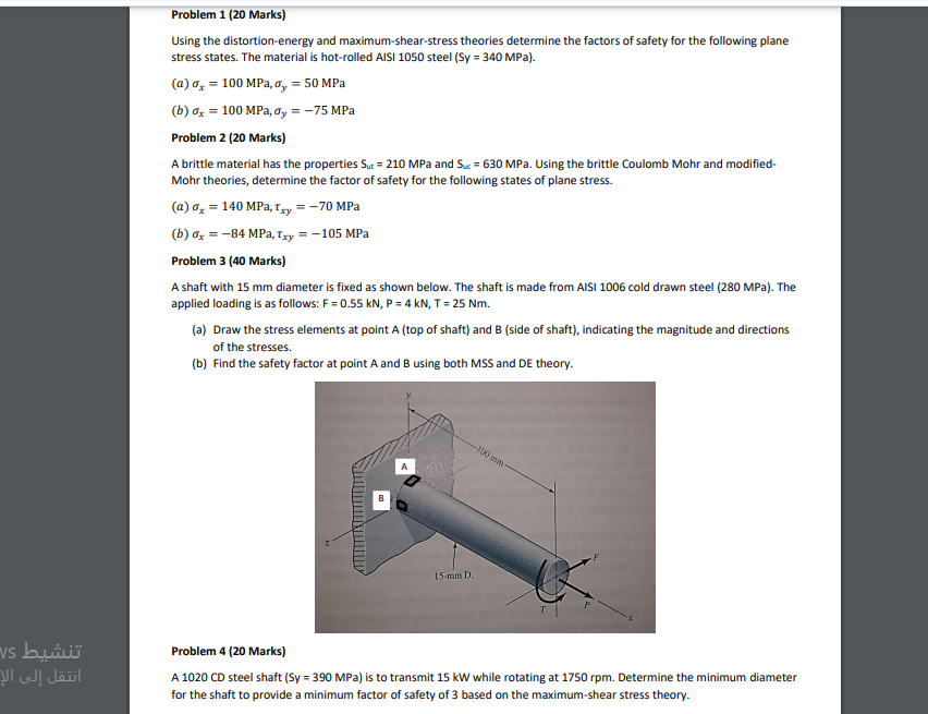 Solved Problem 1 (20 Marks) Using the distortion-energy and | Chegg.com