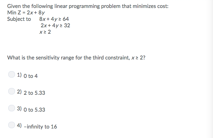Solved Given the following linear programming problem that | Chegg.com