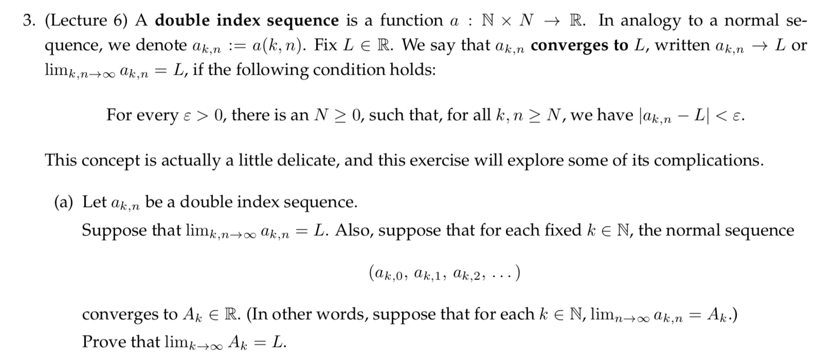 Solved 3. (Lecture 6) A double index sequence is a function | Chegg.com