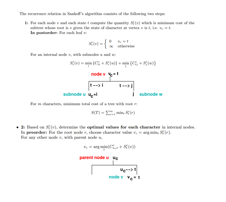 Solved The recurrence relation in Sankoff's algorithm | Chegg.com
