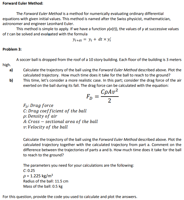 Solved Forward Euler Method The Forward Euler Method Is A