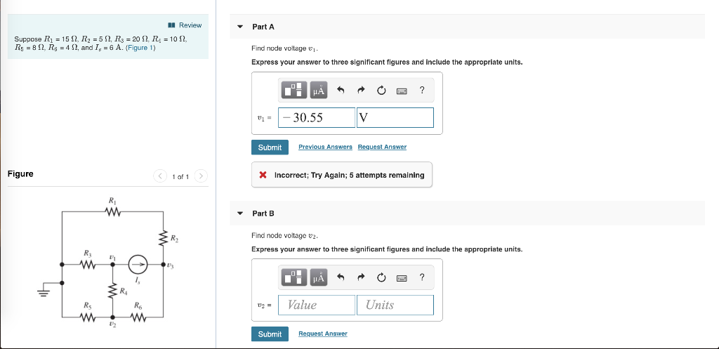 Solved Part C Find node voltage v3. Express your answer to | Chegg.com