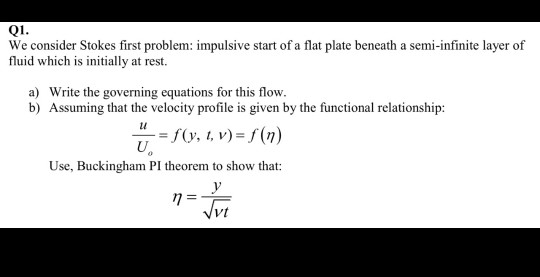 Solved Q1. We consider Stokes first problem: impulsive start | Chegg.com