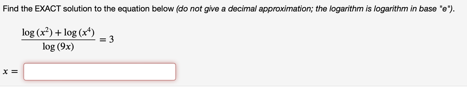 Solved Find the EXACT solution to the equation below (do not | Chegg.com