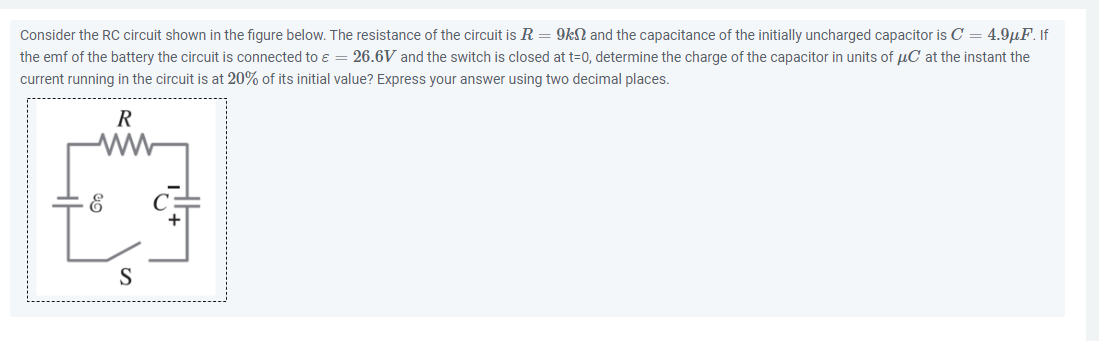Solved Consider the RC circuit shown in the figure below. | Chegg.com