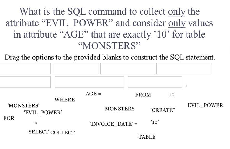 Solved What is the SQL command to collect only the attribute | Chegg.com