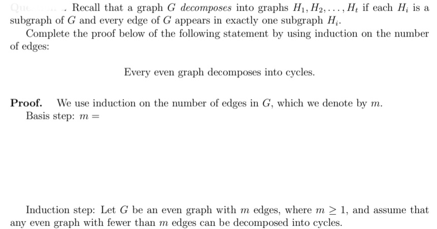 Solved Recall that a graph G ﻿decomposes into graphs | Chegg.com