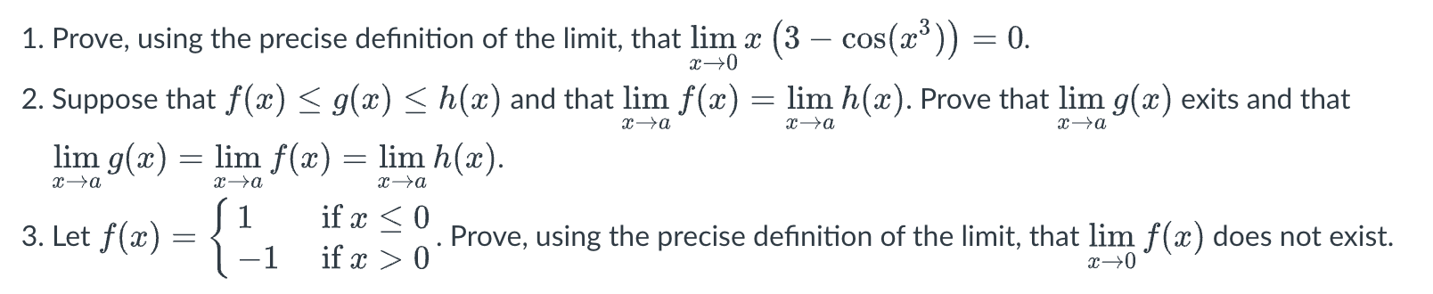 Solved 1. Prove, using the precise definition of the limit, | Chegg.com
