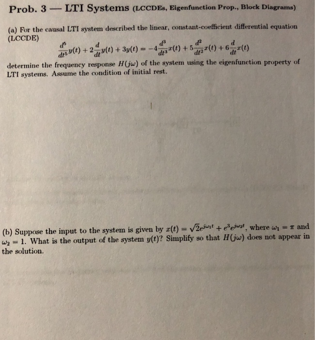 Solved Prob. 3 LTI Systems (cCDEs, Eigenfunction Prop., | Chegg.com