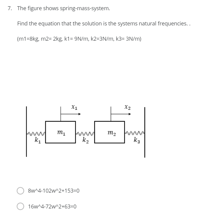 Solved 7 The Figure Shows Spring Mass System Find The