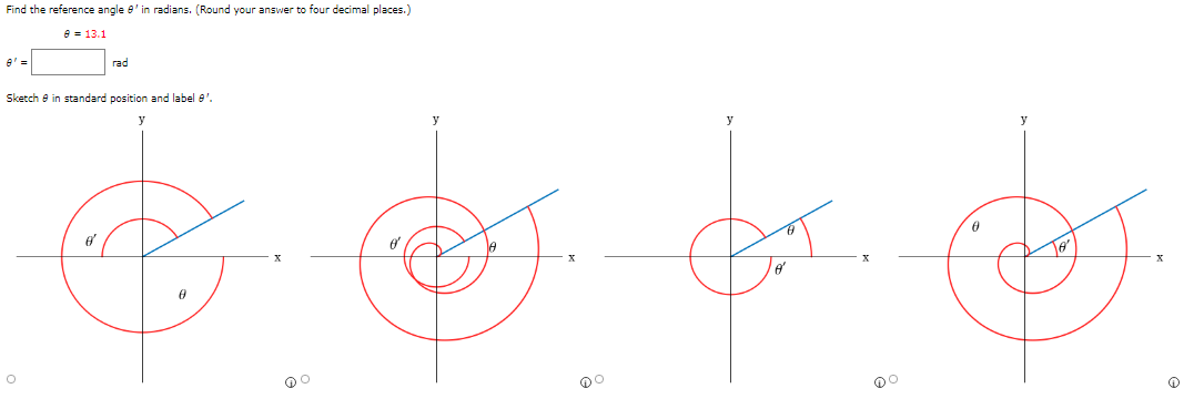 Solved Find the reference angle θ′ in radians. (Round your | Chegg.com