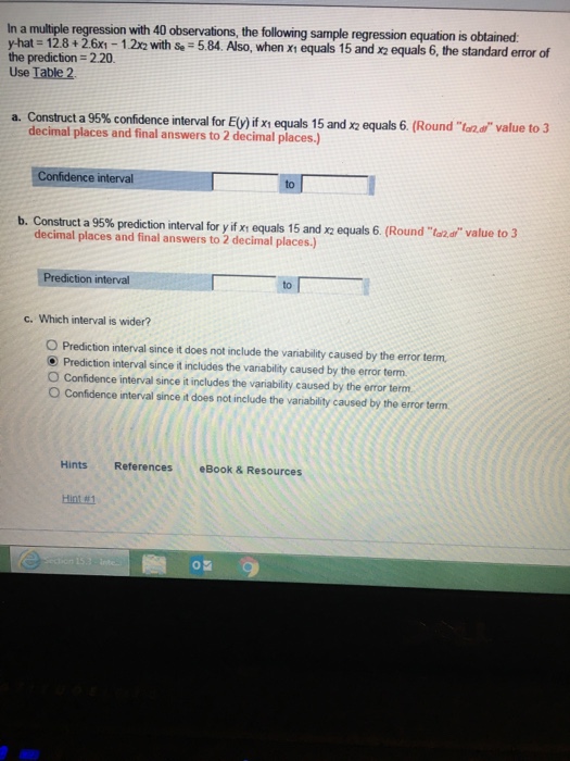 Solved In a multiple regression with 40 observations, the | Chegg.com