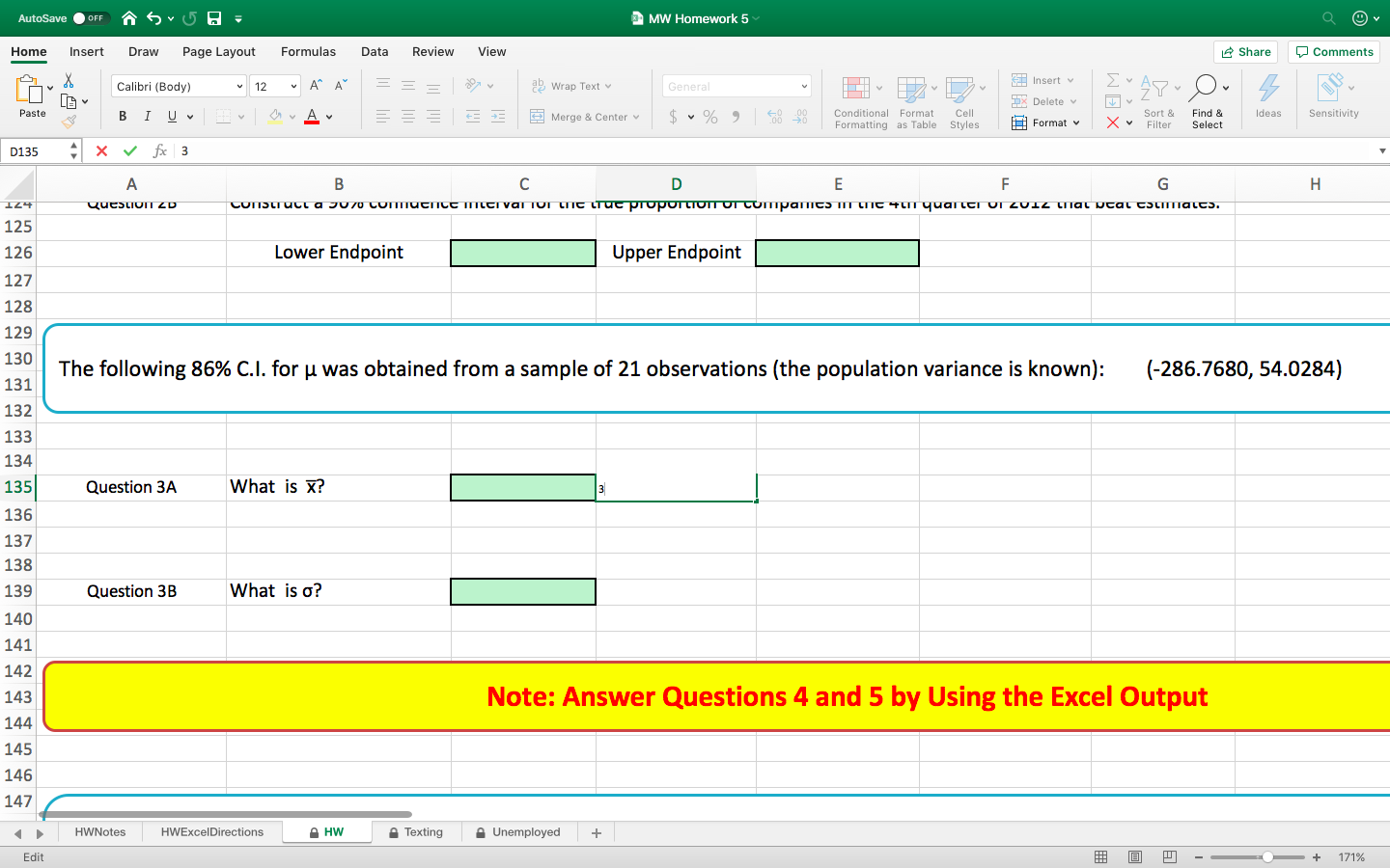 Solved AutoSave OFF A sro - MW Homework 5 Home Insert Draw | Chegg.com
