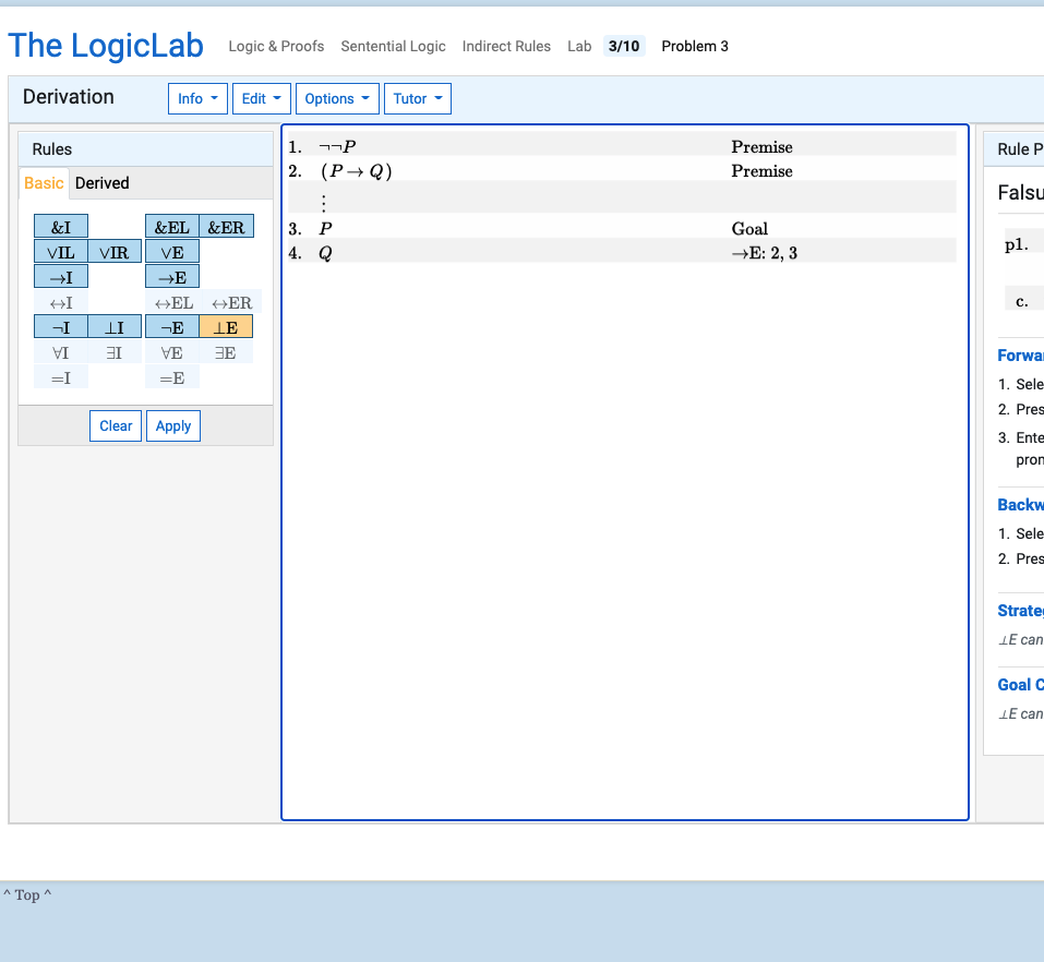 Solved The LogicLab Logic & Proofs Sentential Logic Indirect | Chegg.com