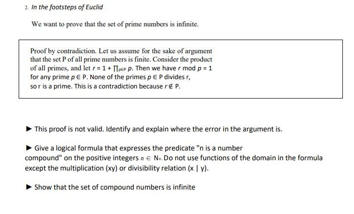 Solved 2. In the footsteps of Euclid We want to prove that | Chegg.com