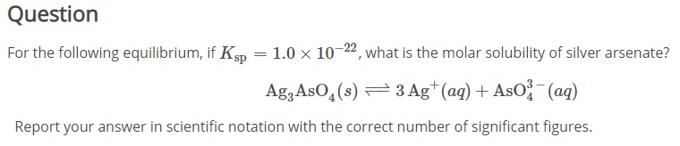 Solved Question For the following equilibrium, if Ksp 1.0 x | Chegg.com