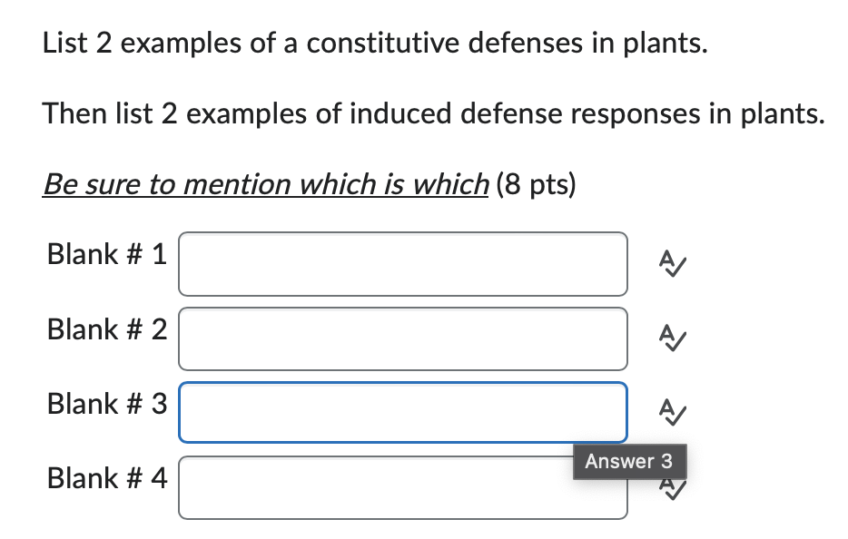 Solved Then list 2 examples of induced defense responses in | Chegg.com