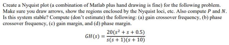 Solved Create a Nyquist plot (a combination of Matlab plus | Chegg.com