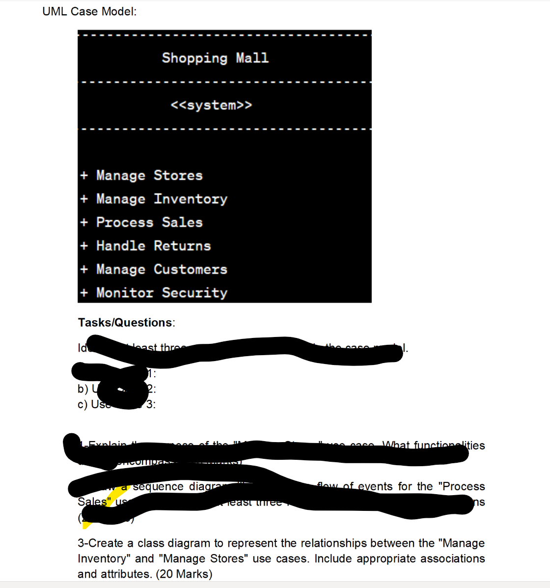 Solved UML Case Model: I asks/Questions: Sales\" reast untee | Chegg.com