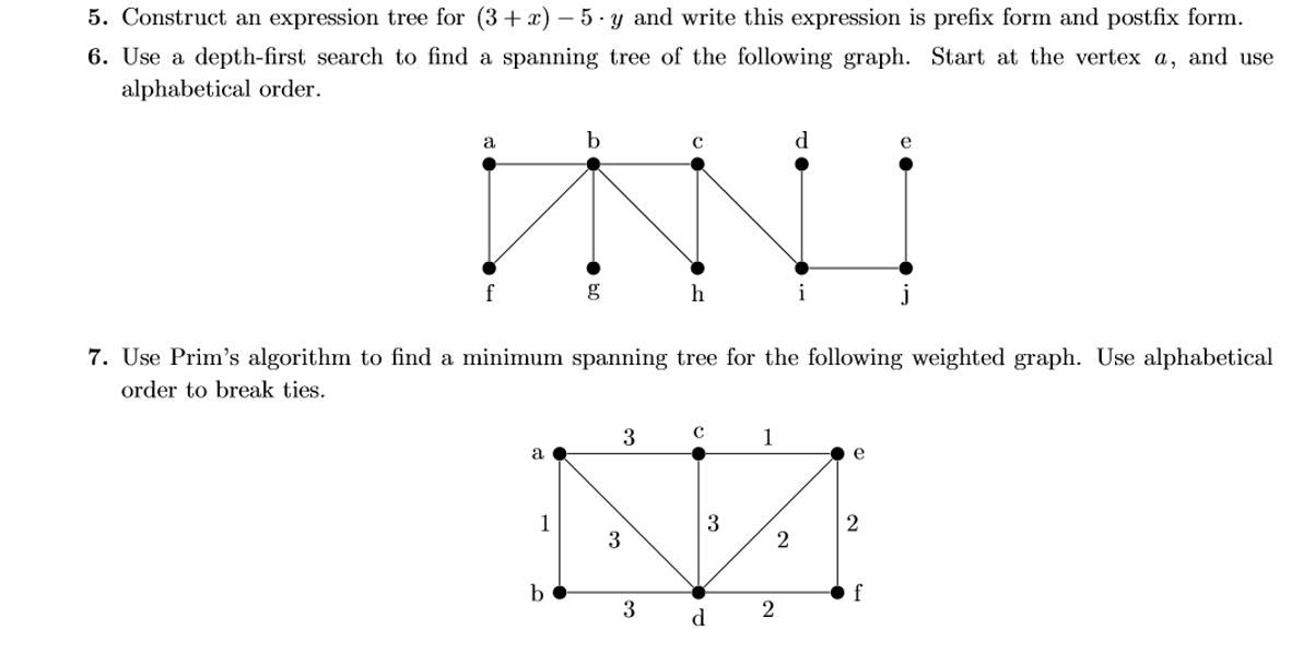 Solved 5. Construct an expression tree for (3+x)−5⋅y and | Chegg.com