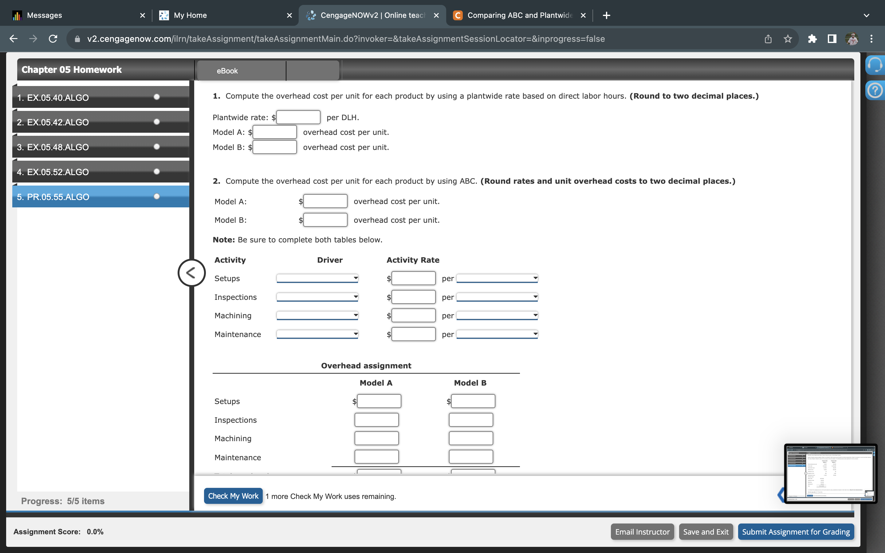 1. Compute the overhead cost per unit for each | Chegg.com