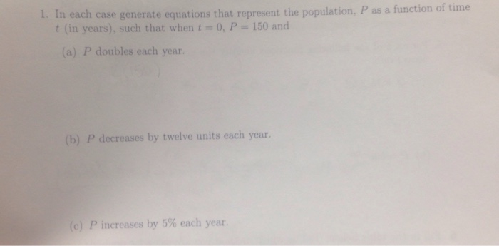 Solved In each case generate equations that represent the | Chegg.com