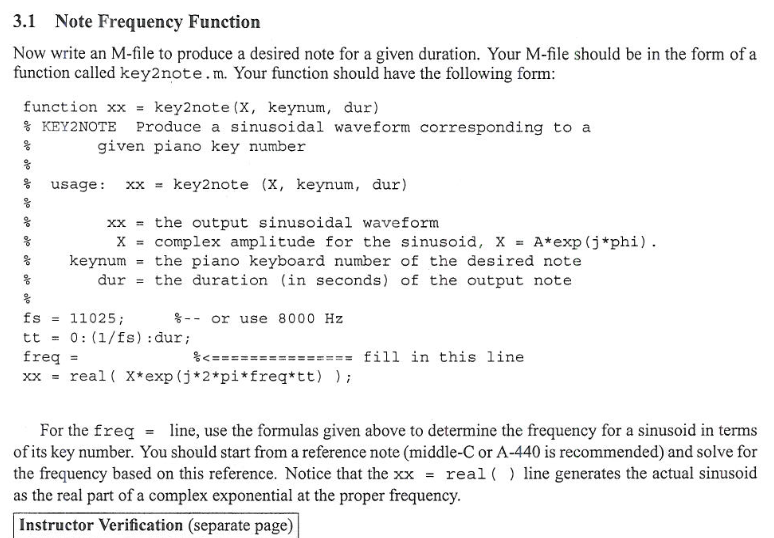 Solved 3.1 Note Frequency Function Now write an M-file to | Chegg.com
