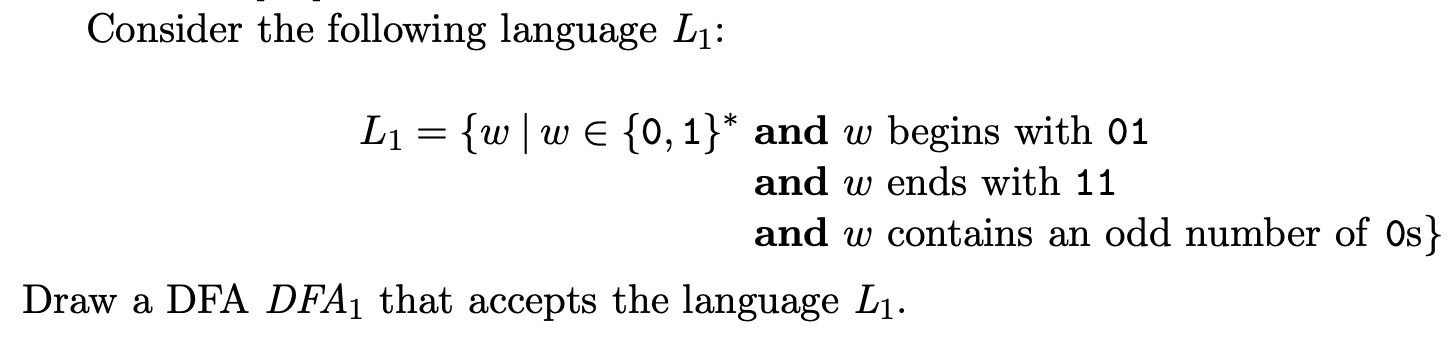Solved Consider the following language L1 ﻿:L1={w|win{0,1}* | Chegg.com