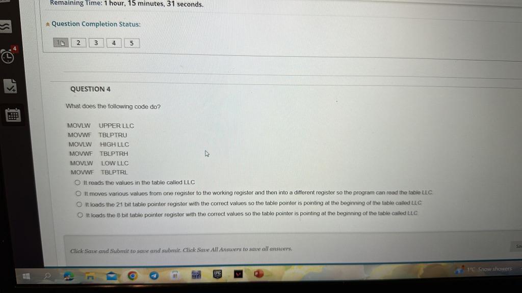 Solved QUESTION 4 What does the following code do? It reads | Chegg.com