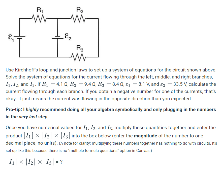 Solved Use Kirchhoff's loop and junction laws to set up a | Chegg.com
