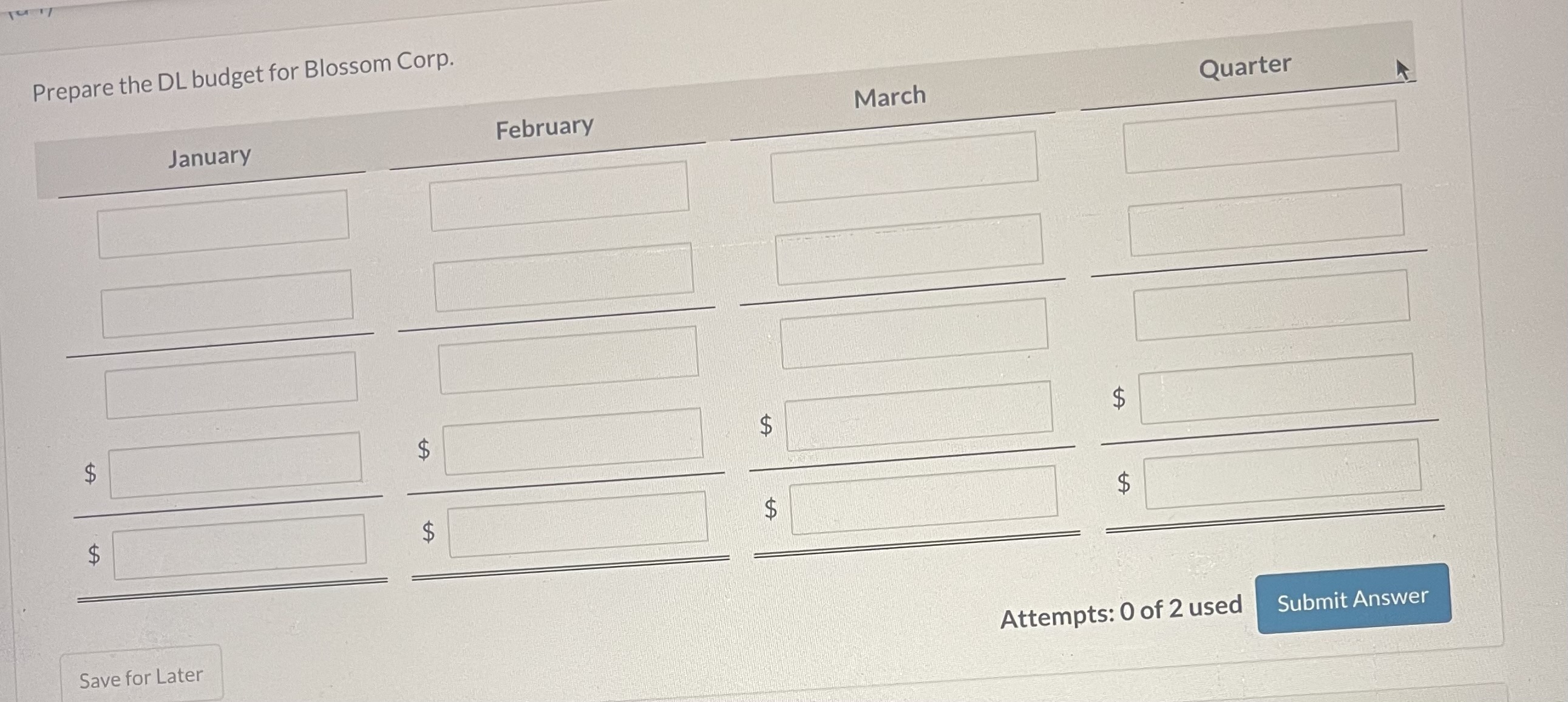 Prepare the schedule of COGS for Blossom's first | Chegg.com