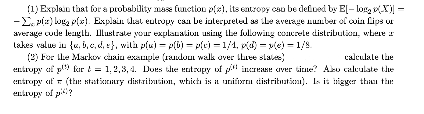 Solved (1) Explain that for a probability mass function | Chegg.com