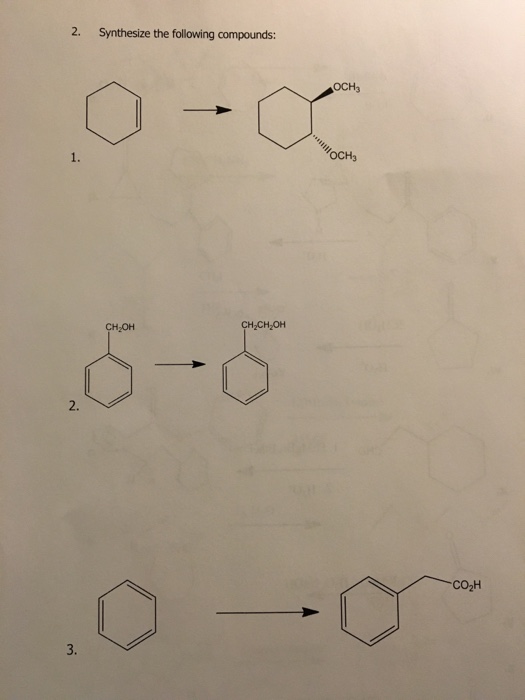 Solved 2. Synthesize the following compounds OCH3 1. OCH3 | Chegg.com
