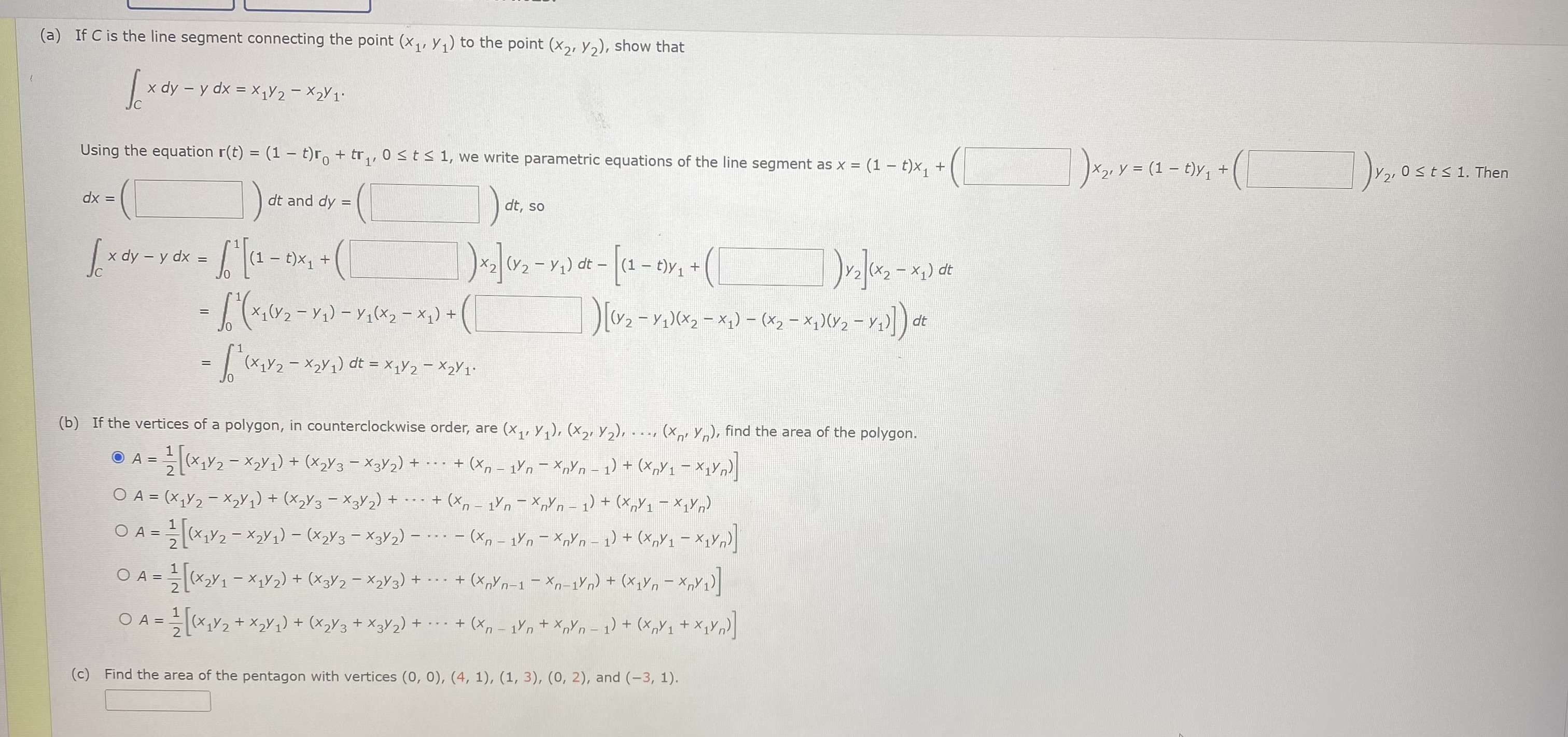 Solved (a) ﻿If C ﻿is the line segment connecting the point | Chegg.com