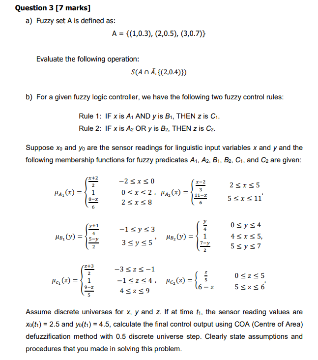 A Fuzzy Set A Is Defined As 