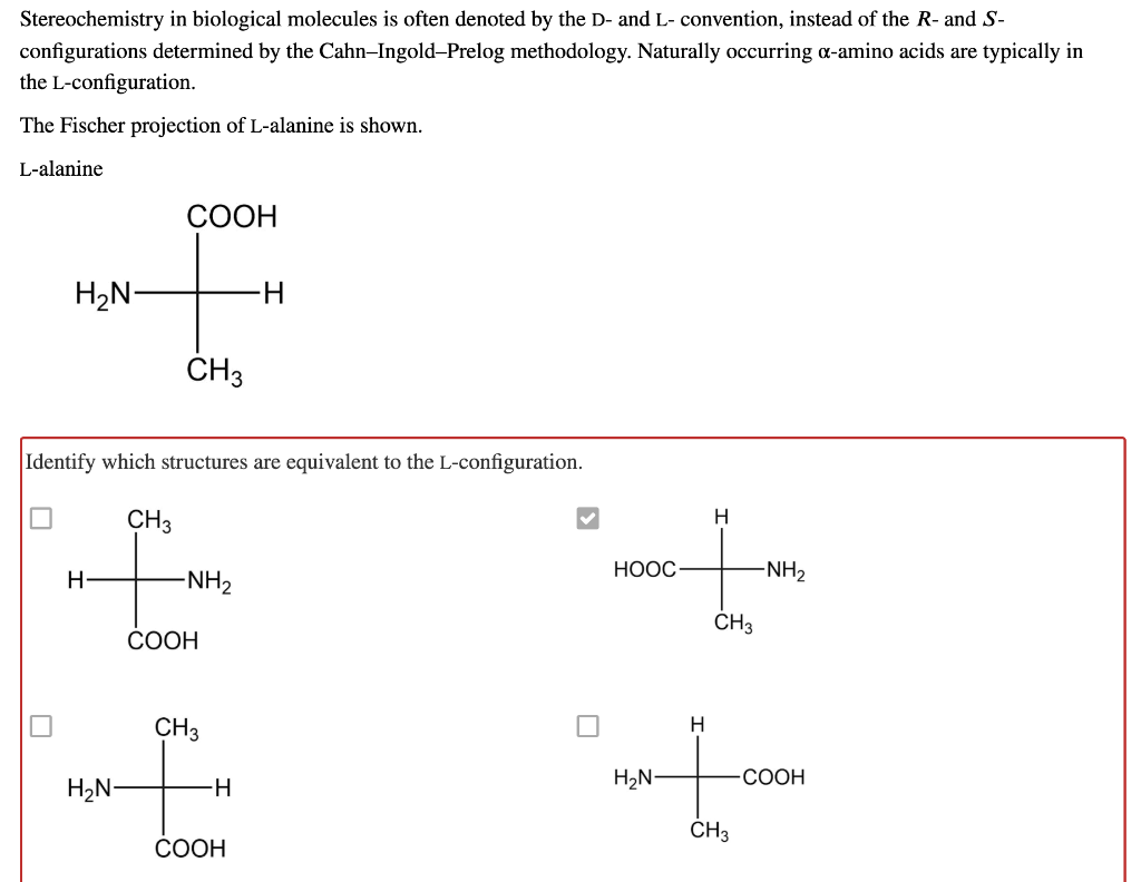 Solved Stereochemistry in biological molecules is often | Chegg.com