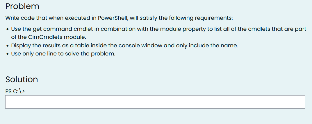 Solved Problem Write code that when executed in PowerShell, | Chegg.com