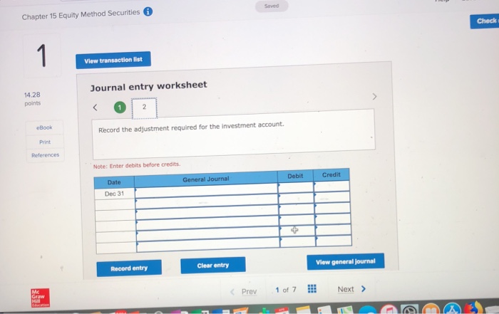 Solved Saved Help Save& Exit Submit hapter 15 Equity Method | Chegg.com